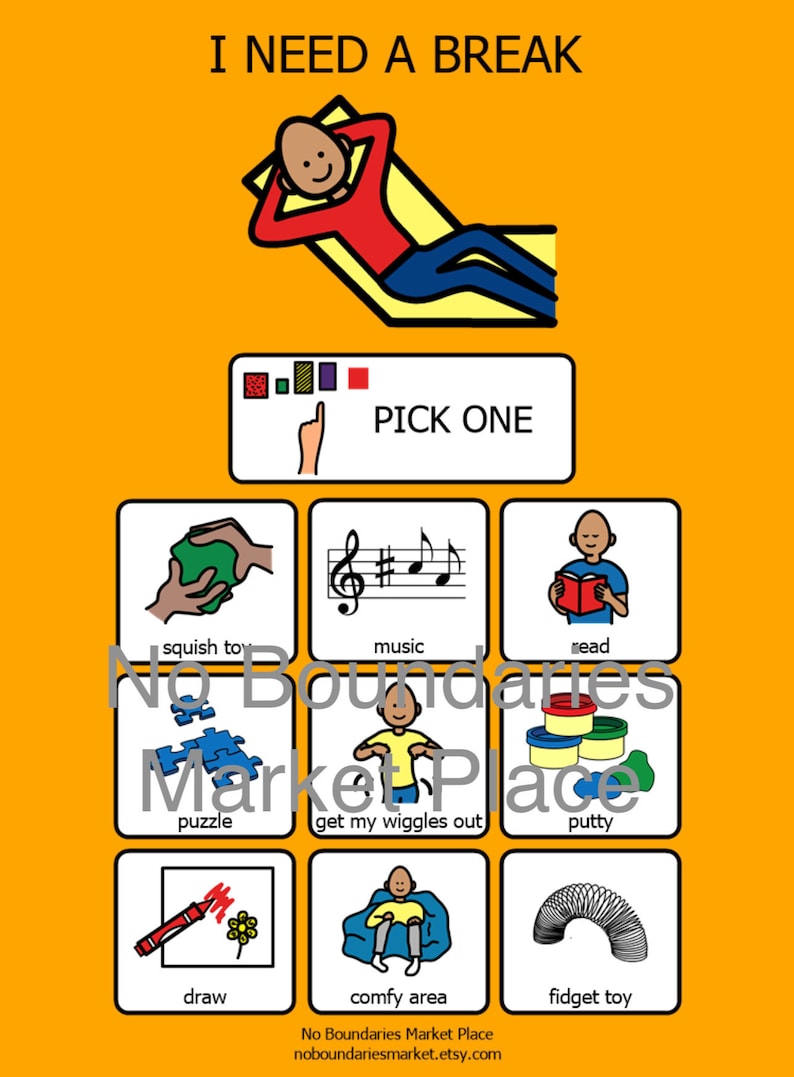 I Need A Break Visual Support Self Regulation Tools Tools | Etsy