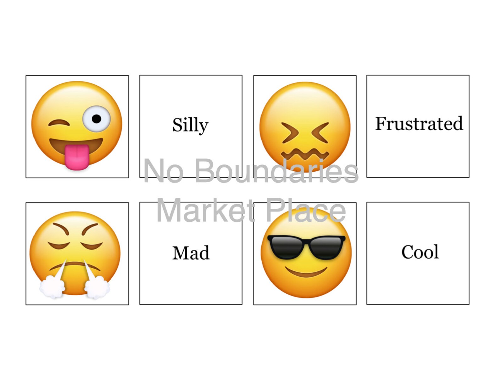 Emoji Emotions Matching Cards Emotions Matching Game Emoji | Etsy