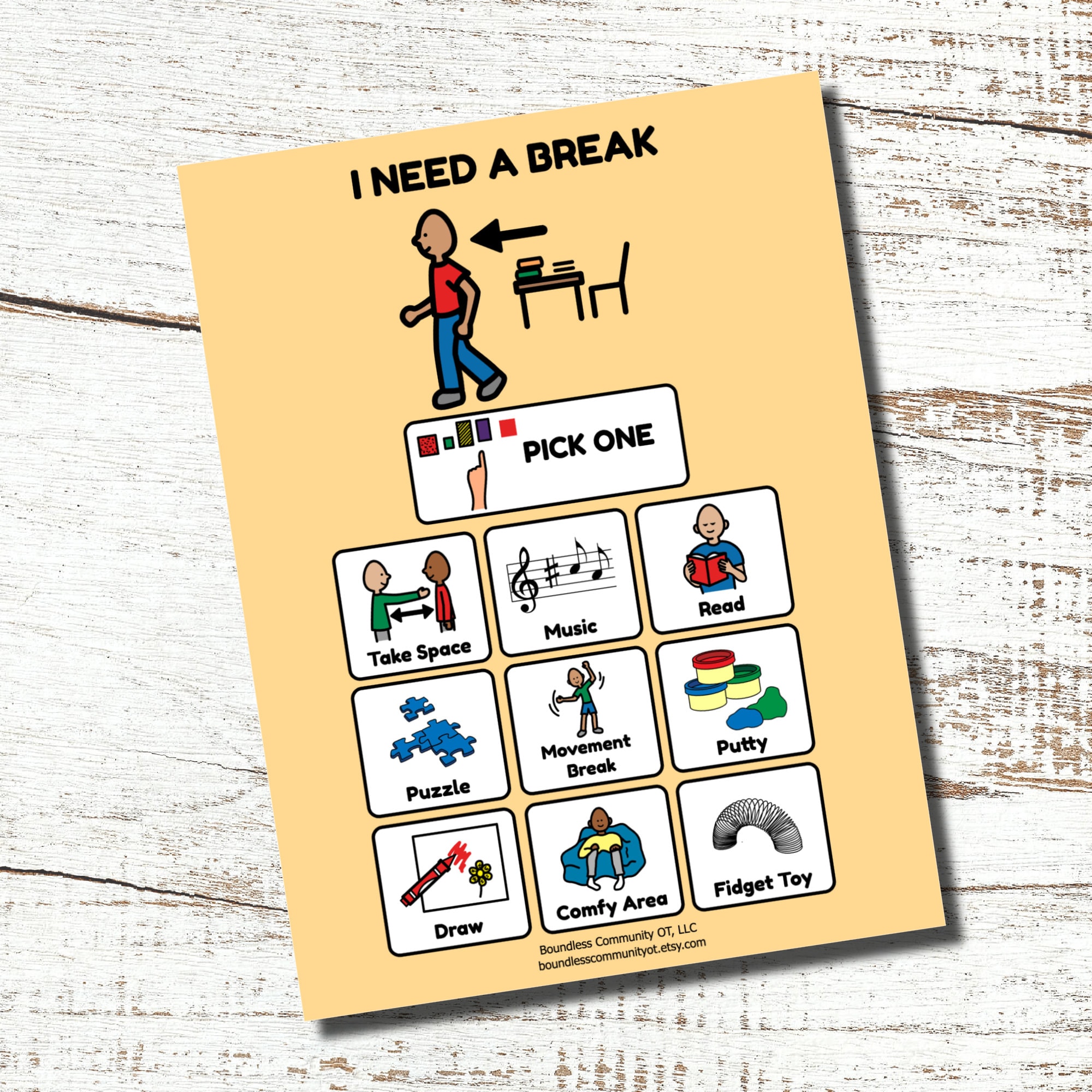I Need A Break Visual Support Self Regulation Tools - Etsy Canada