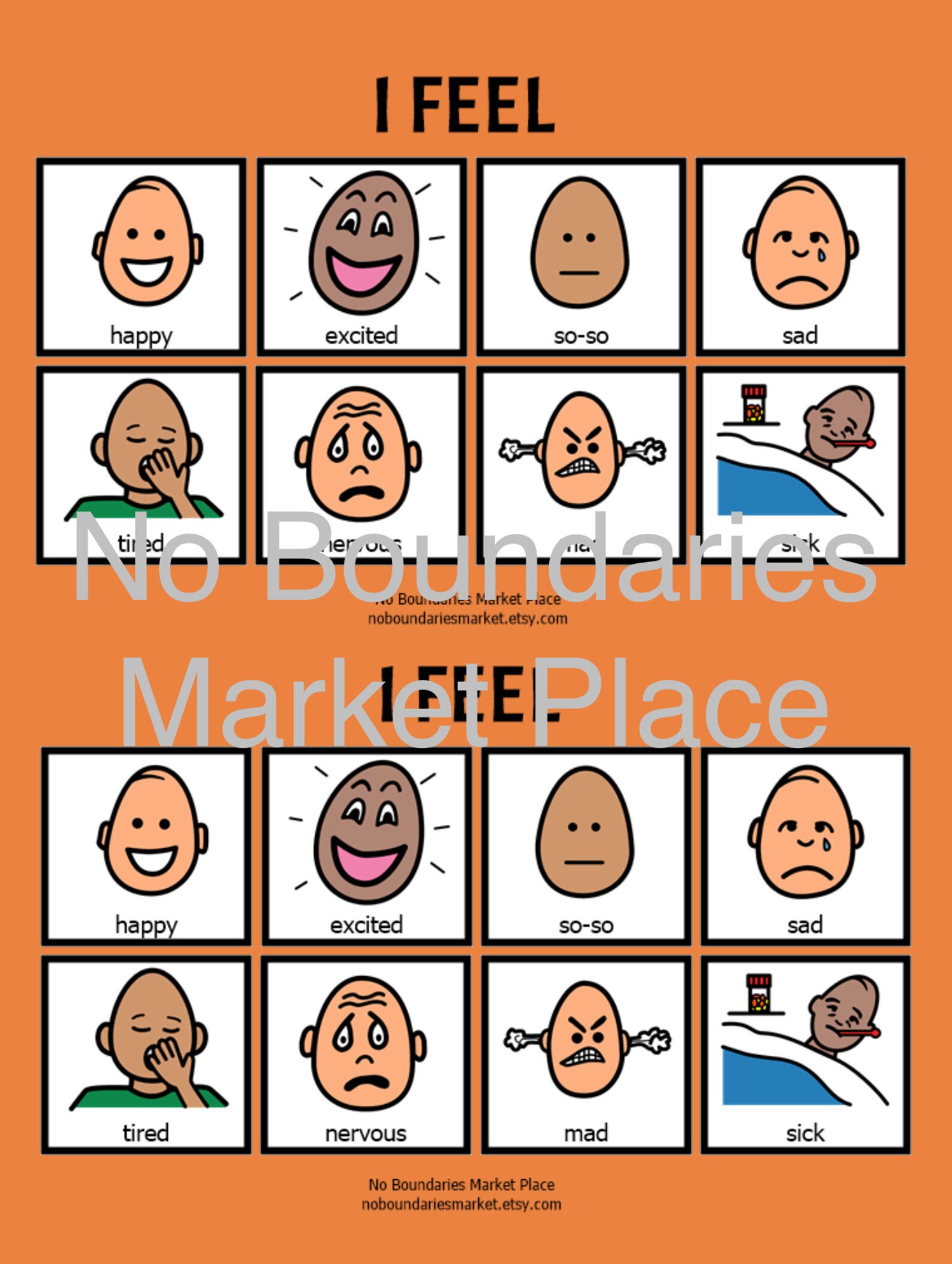 I Feel Chart feelings chart feelings visual emotions chart | Etsy