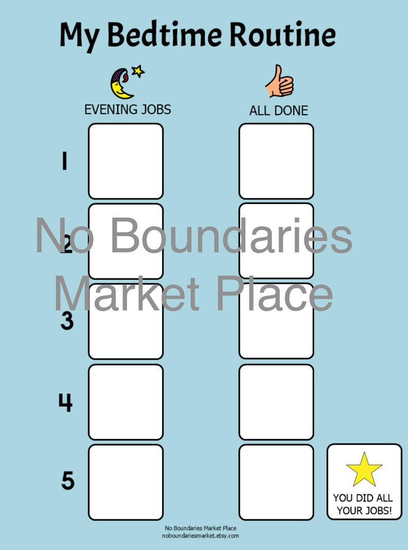 Bedtime Routine Bedtime Schedule Bedtime Visual Bedtime | Etsy