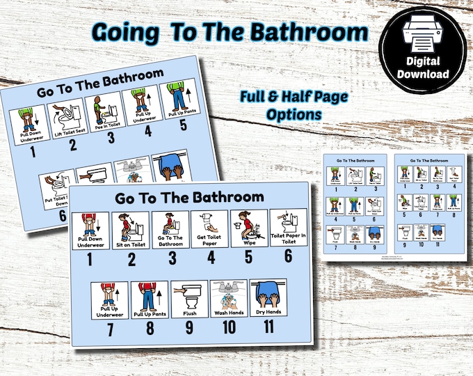 Going to the Bathroom Sequence Chart, Bathroom Visual Support, Visual ...