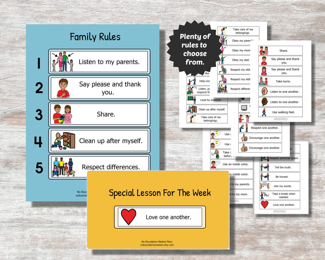 Family Rules Chart Family Rules Visual Support Family Rules | Etsy