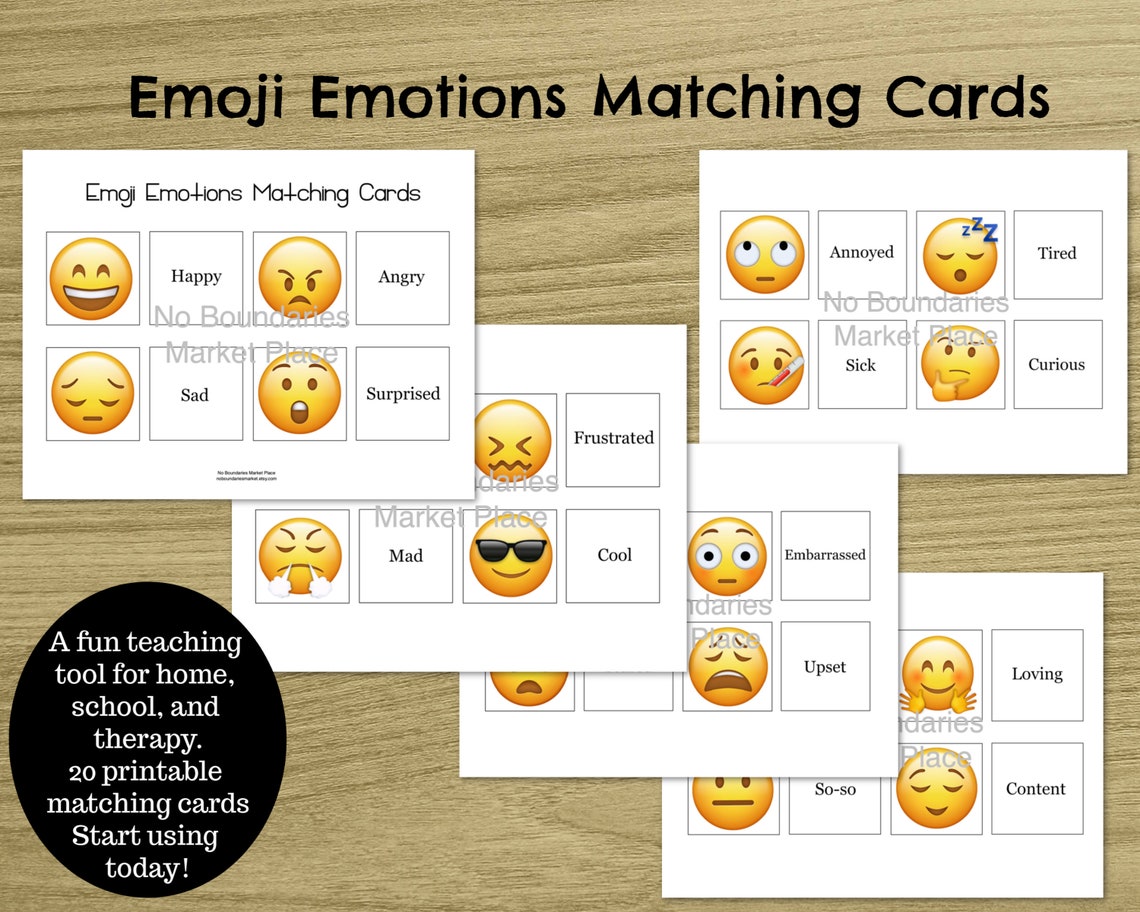 Emoji Emotions Matching Cards Emotions Matching Game Emoji | Etsy