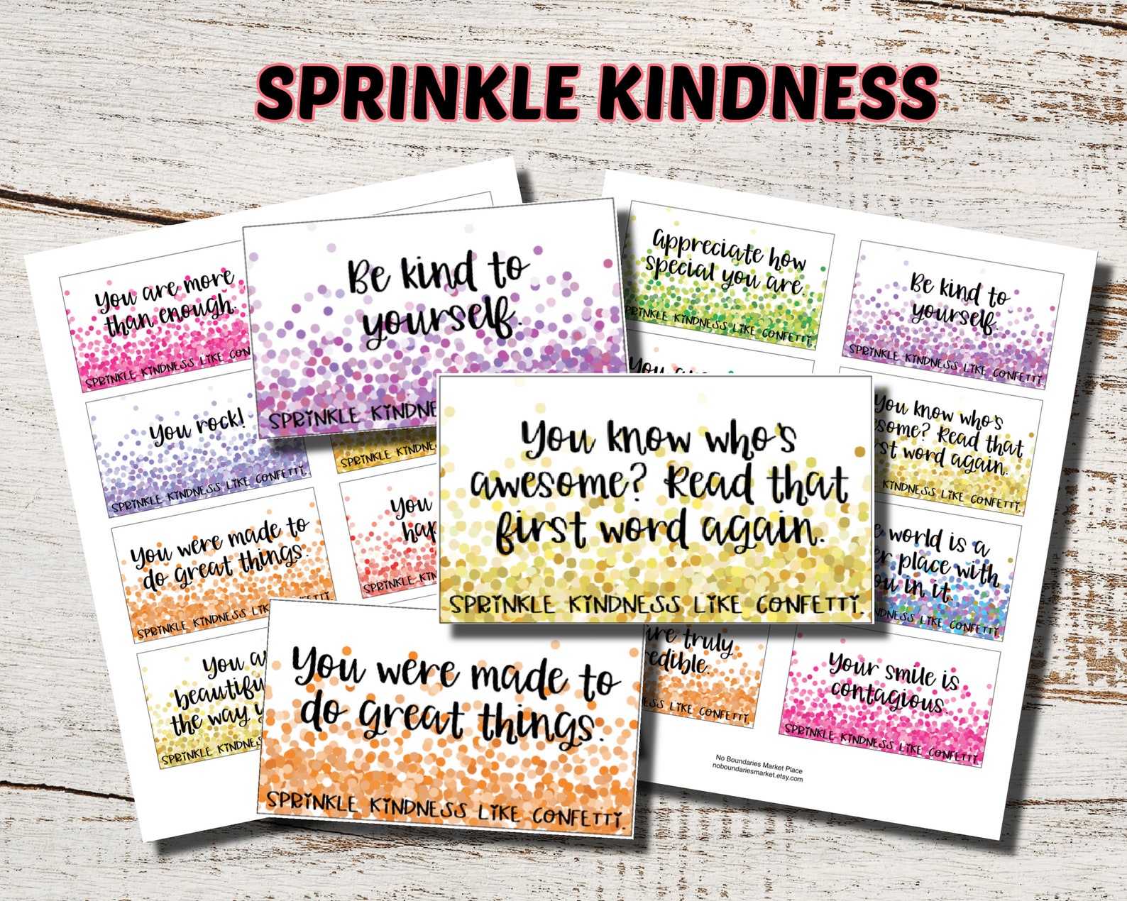 Sprinkle Kindness Like Confetti Cards Kindness Cards - Etsy Canada