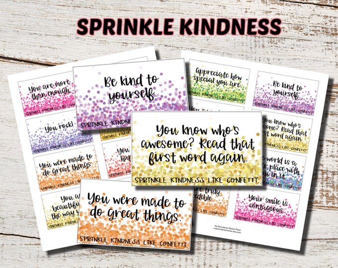 Sprinkle Kindness Like Confetti Cards, Kindness Cards, Motivational ...
