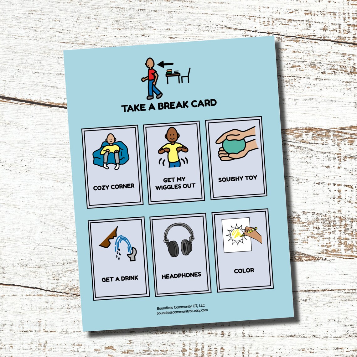 Classroom Break Board Printable, Tools for Self Regulation, Classroom ...