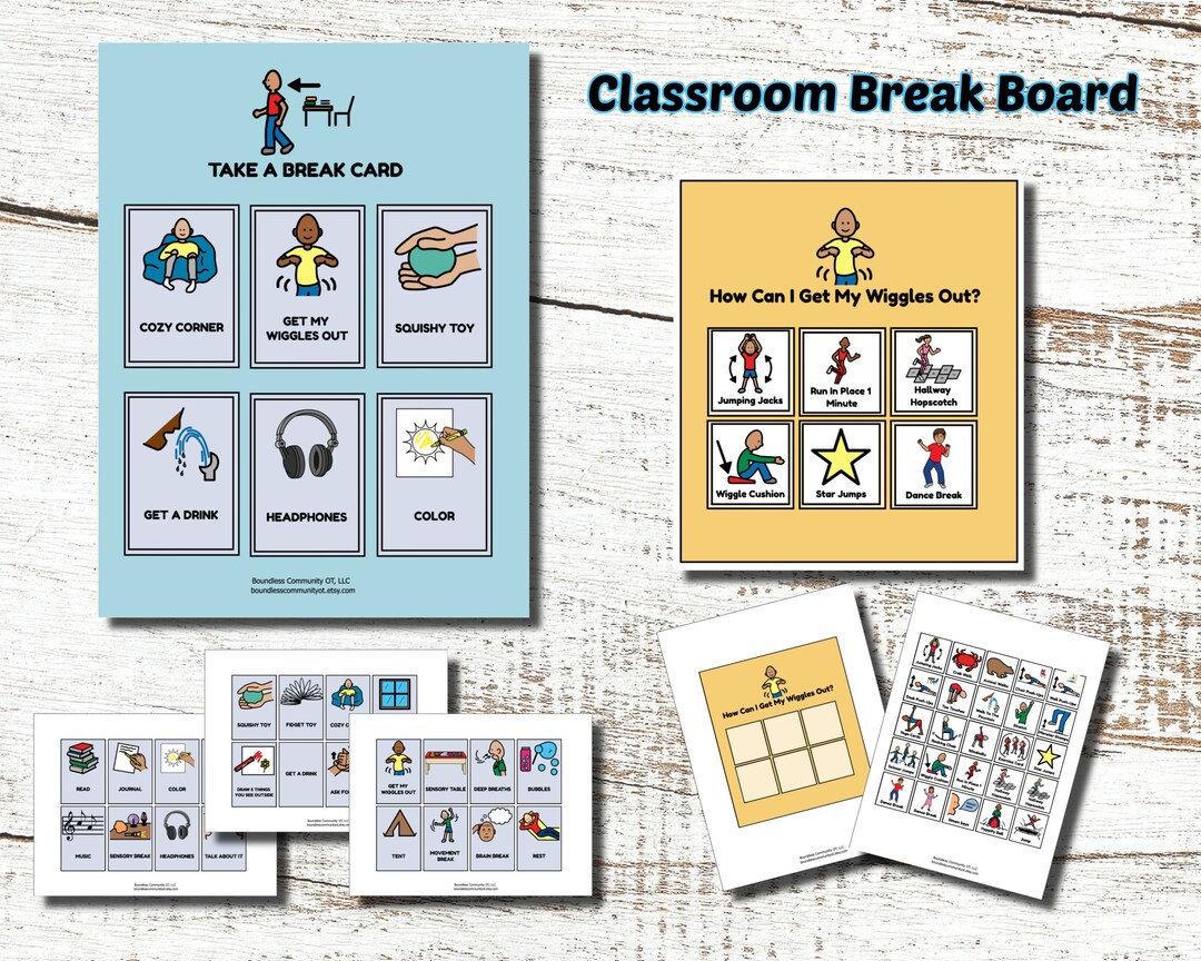 Classroom Break Board Printable, Tools for Self Regulation, Classroom ...