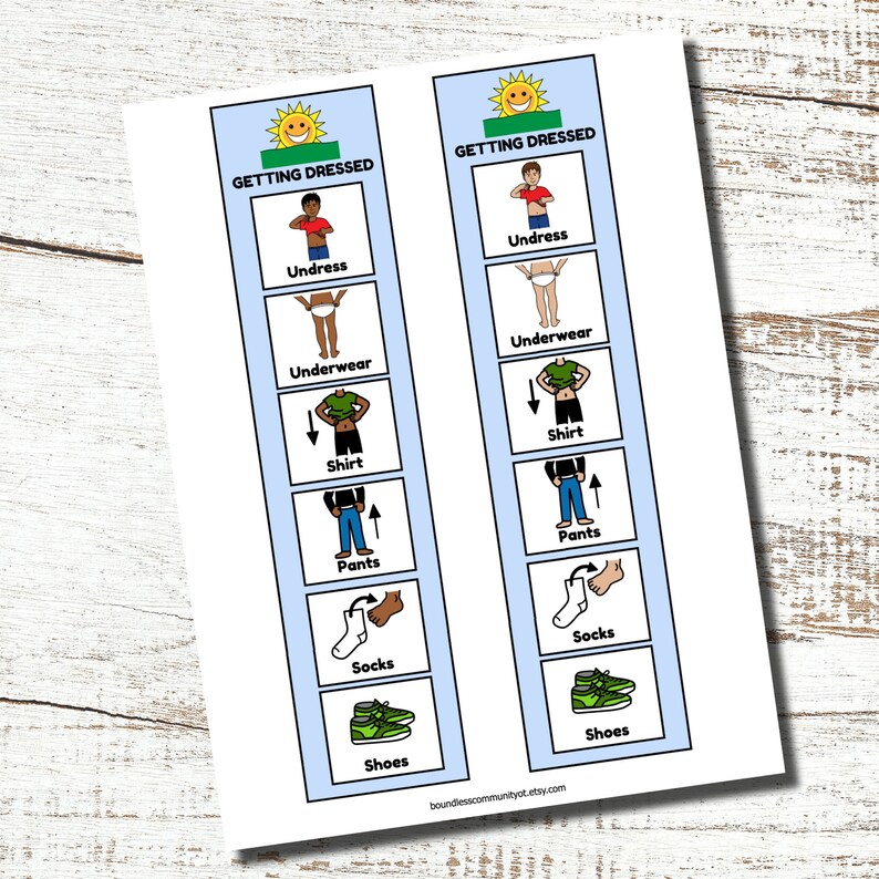 Getting Dressed Visual Dressing Sequence Morning Visual - Etsy Getting Dressed Visual Dressing Sequence Morning Visual - Etsy