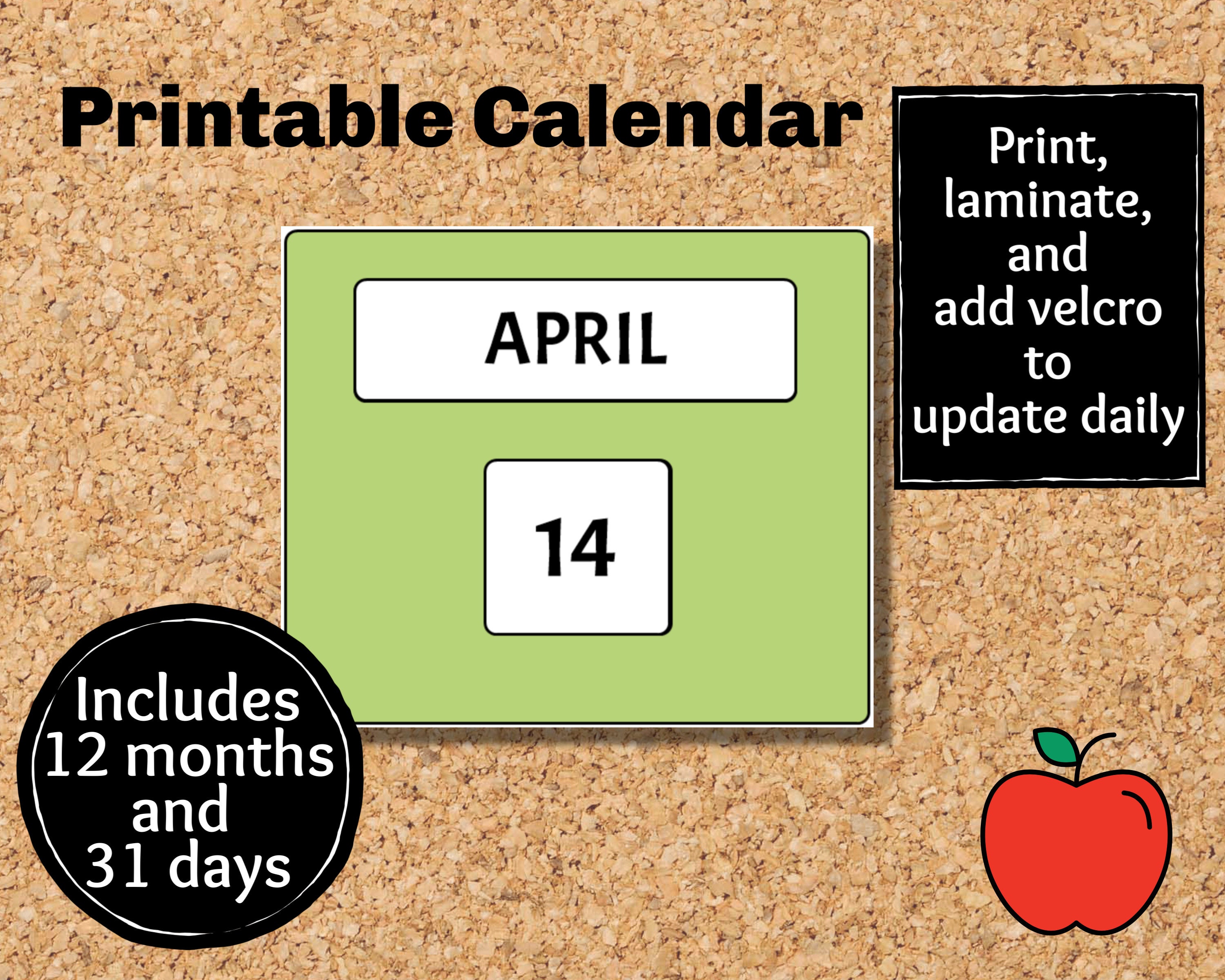 Printable Calendar Boardmaker Calendar Preschool Calendar | Etsy