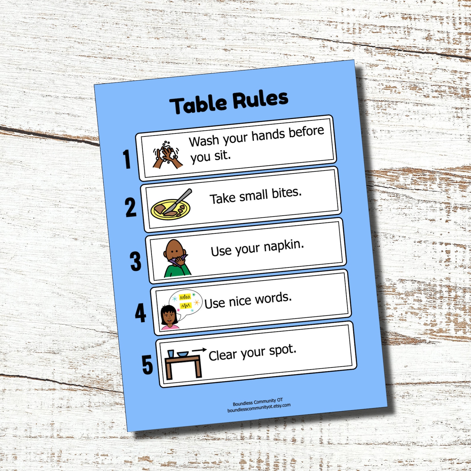 Table Rules Chart, Table Manners Chart, Table Rules Printable, Table ...