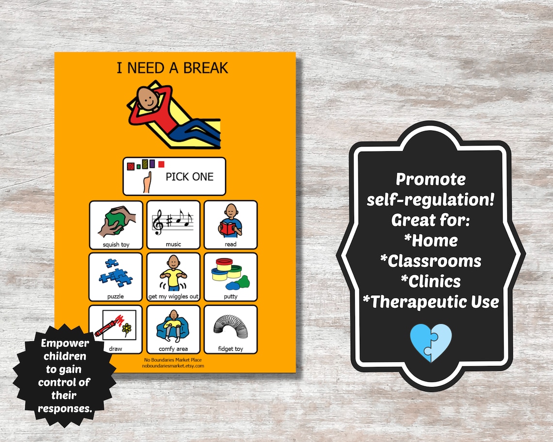 I Need A Break Visual Support Self Regulation Tools Tools | Etsy