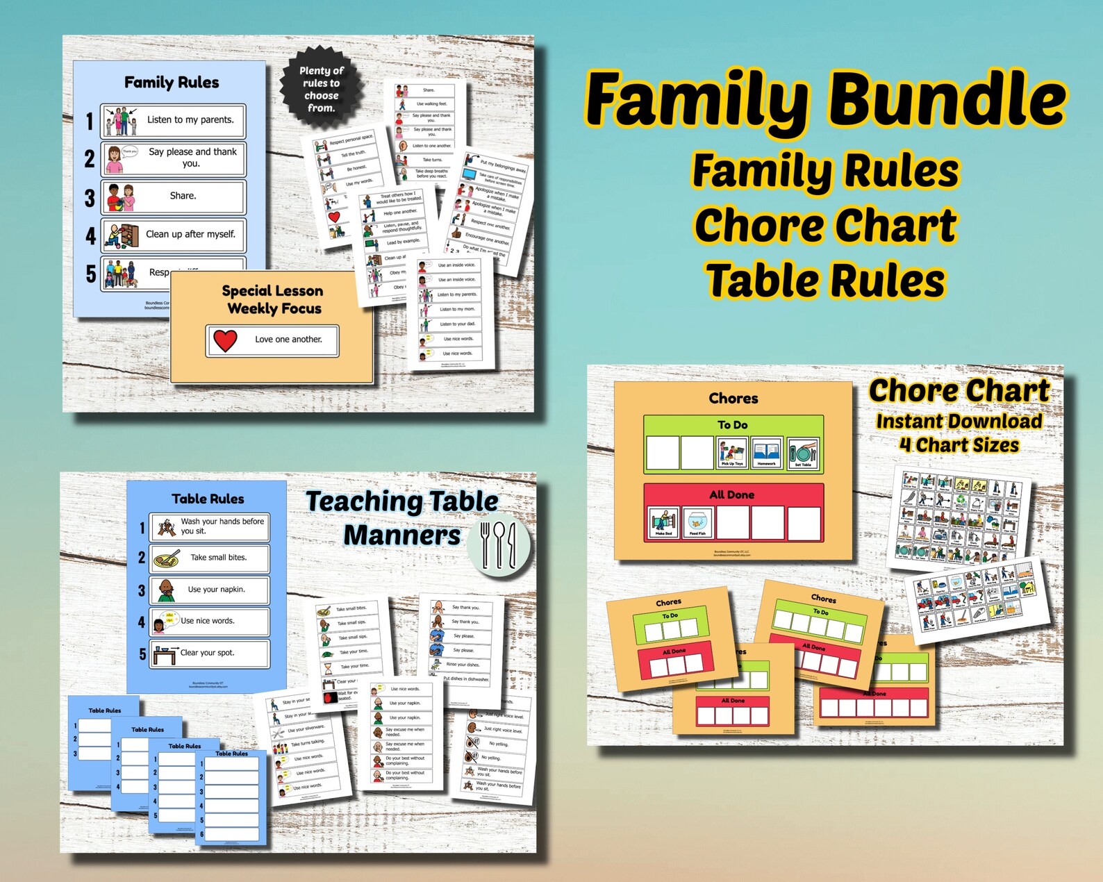 Family Bundle Instant Download Family Rules Printable Family | Etsy
