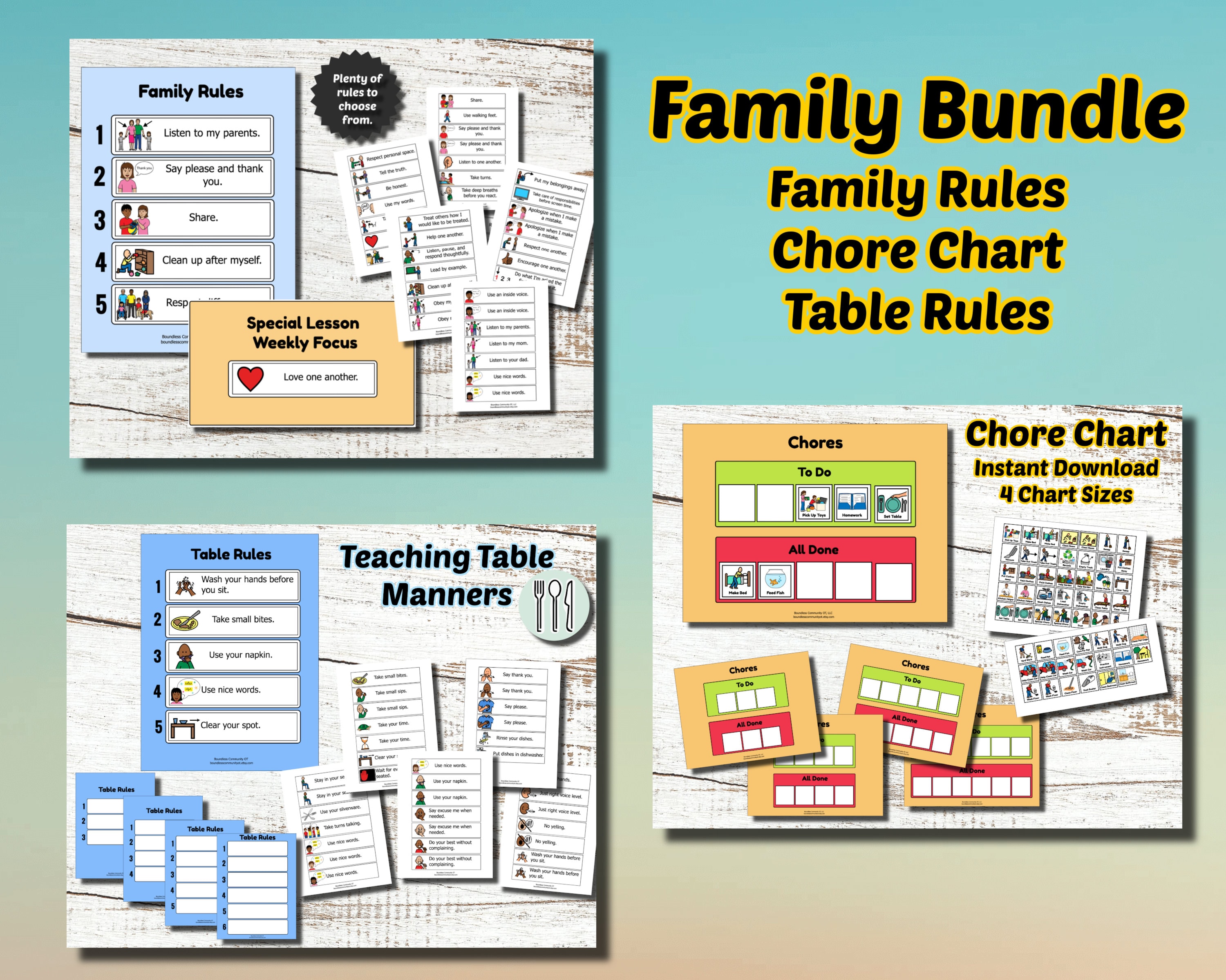 Family Bundle Instant Download Family Rules Printable Family - Etsy
