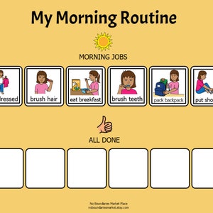 Morning Routine Visual Morning Chart Morning Chores Morning | Etsy