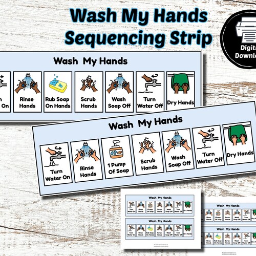 Wash My Hands Sequencing Strip Washing My Hands Visual - Etsy