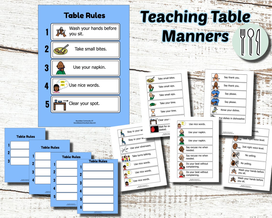 Table Rules Chart Table Manners Chart Table Rules Printable - Etsy