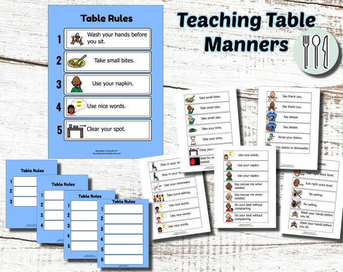 Table Rules Chart, Table Manners Chart, Table Rules Printable, Table ...