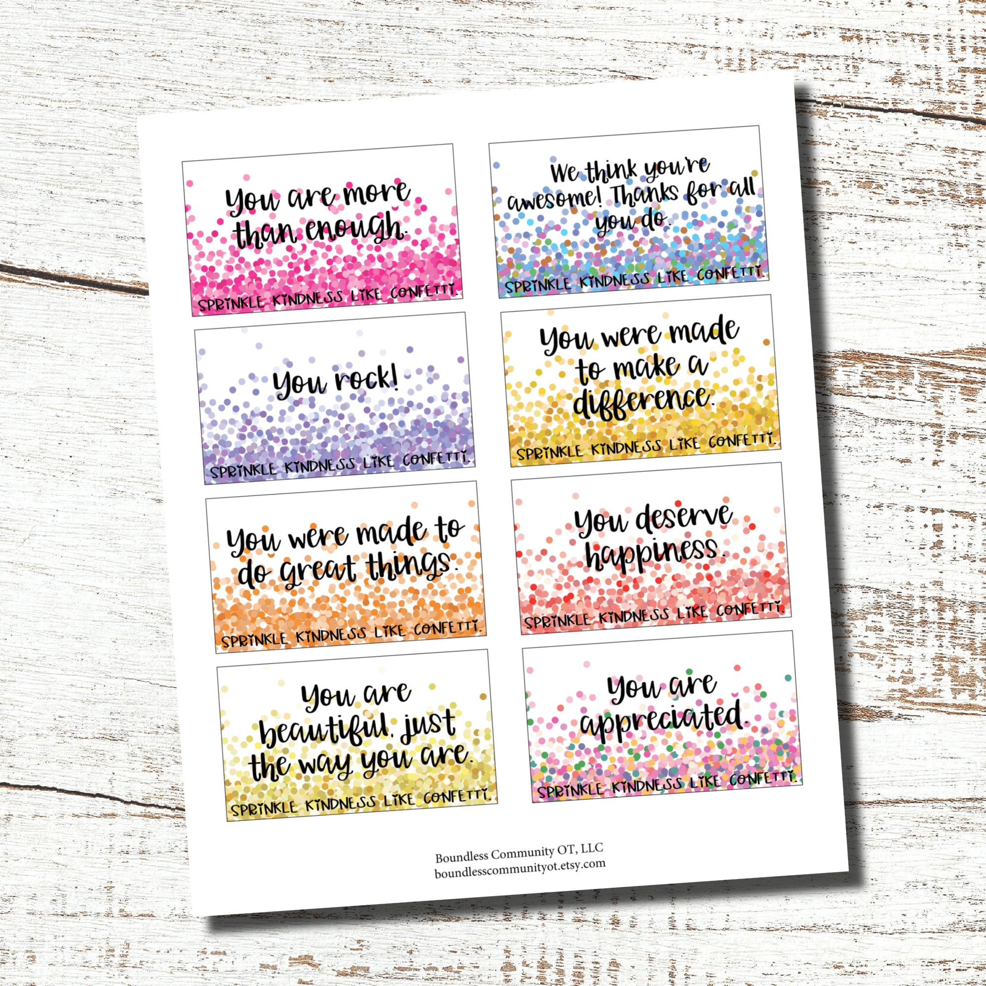 Sprinkle Kindness Like Confetti Cards Kindness Cards - Etsy Canada