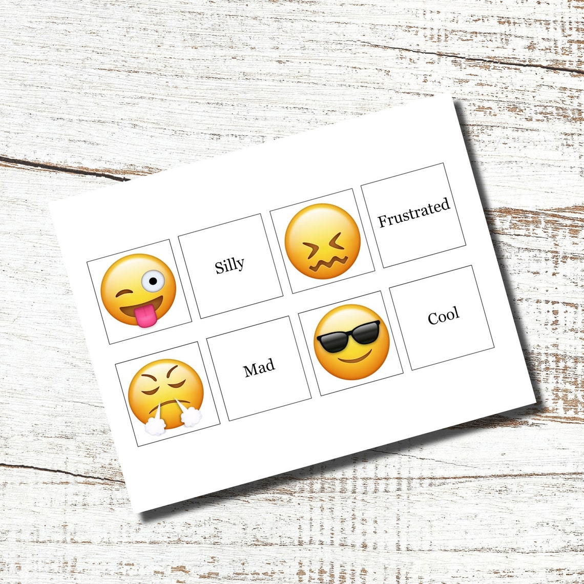 Emoji Emotions Matching Cards Emotions Matching Game Emoji | Etsy