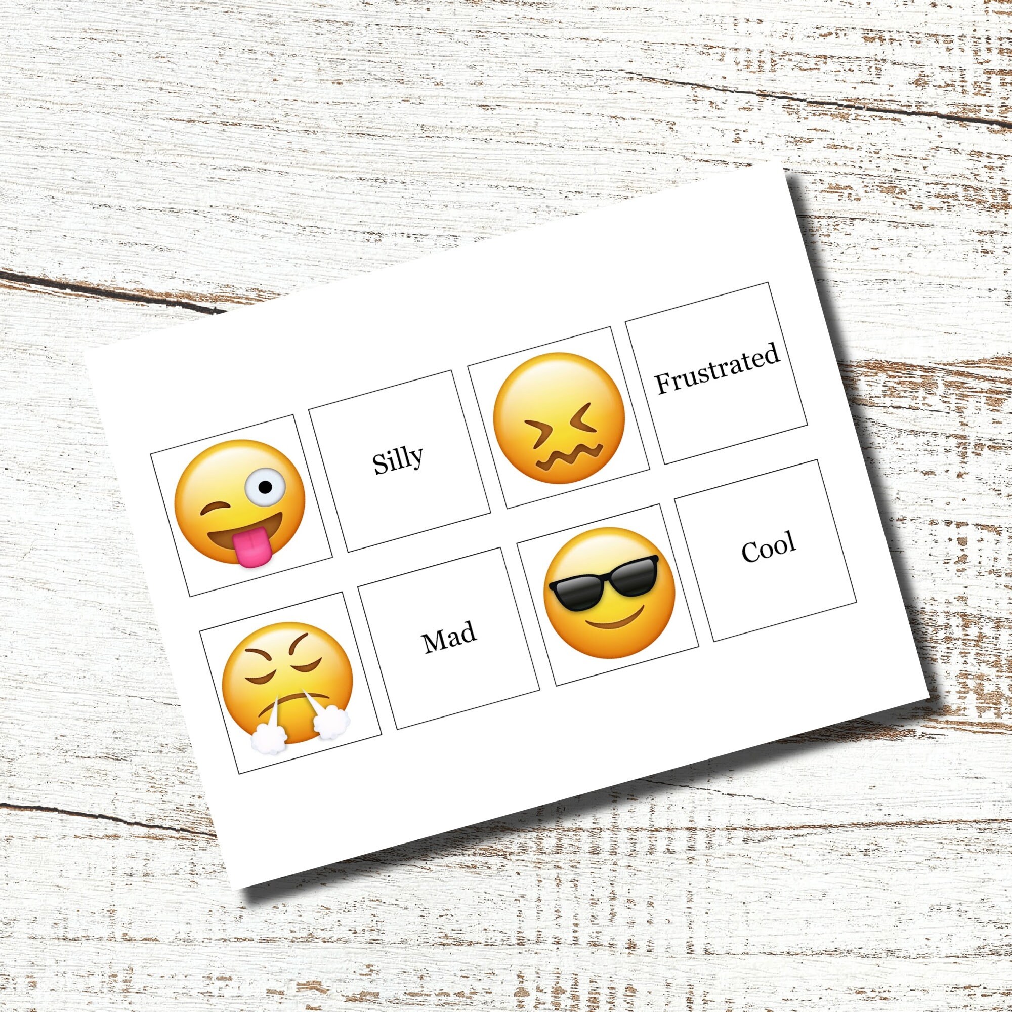 Emoji Emotions Matching Cards, Emotions Matching Game, Emoji Feelings ...