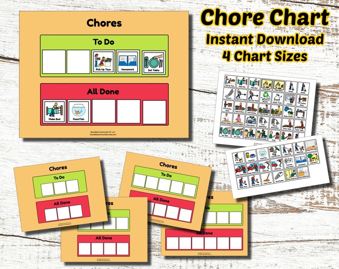 Chore Chart Printable, Childrens Chores, Visual Chore Chart, Digital ...