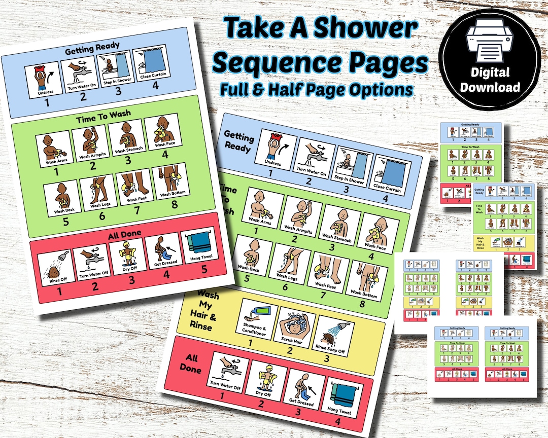 Shower Sequence Visual Support, Taking A Shower, Shower Visual Sequence ...