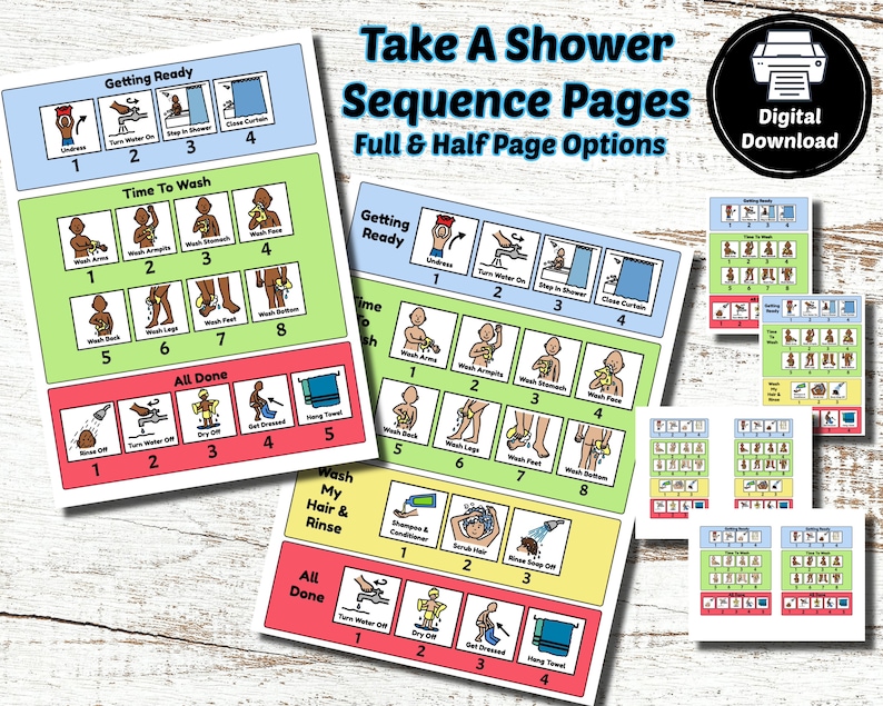 Shower Sequence Visual Support Taking A Shower Shower Visual - Etsy