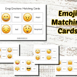 Emoji Emotions Matching Cards Emotions Matching Game Emoji - Etsy