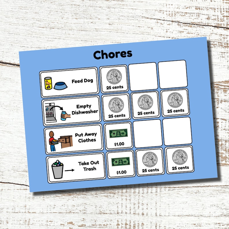 Chore Chart Printable Chore Chart Allowance Chart Teaching | Etsy