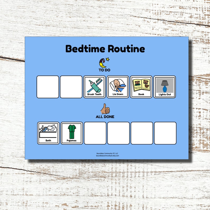 Bedtime Routine Bedtime Schedule Bedtime Visual Bedtime - Etsy