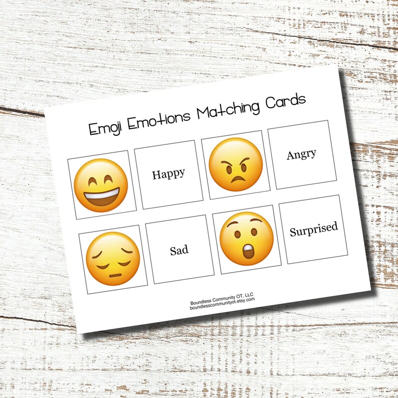 Emoji Emotions Matching Cards Emotions Matching Game Emoji | Etsy