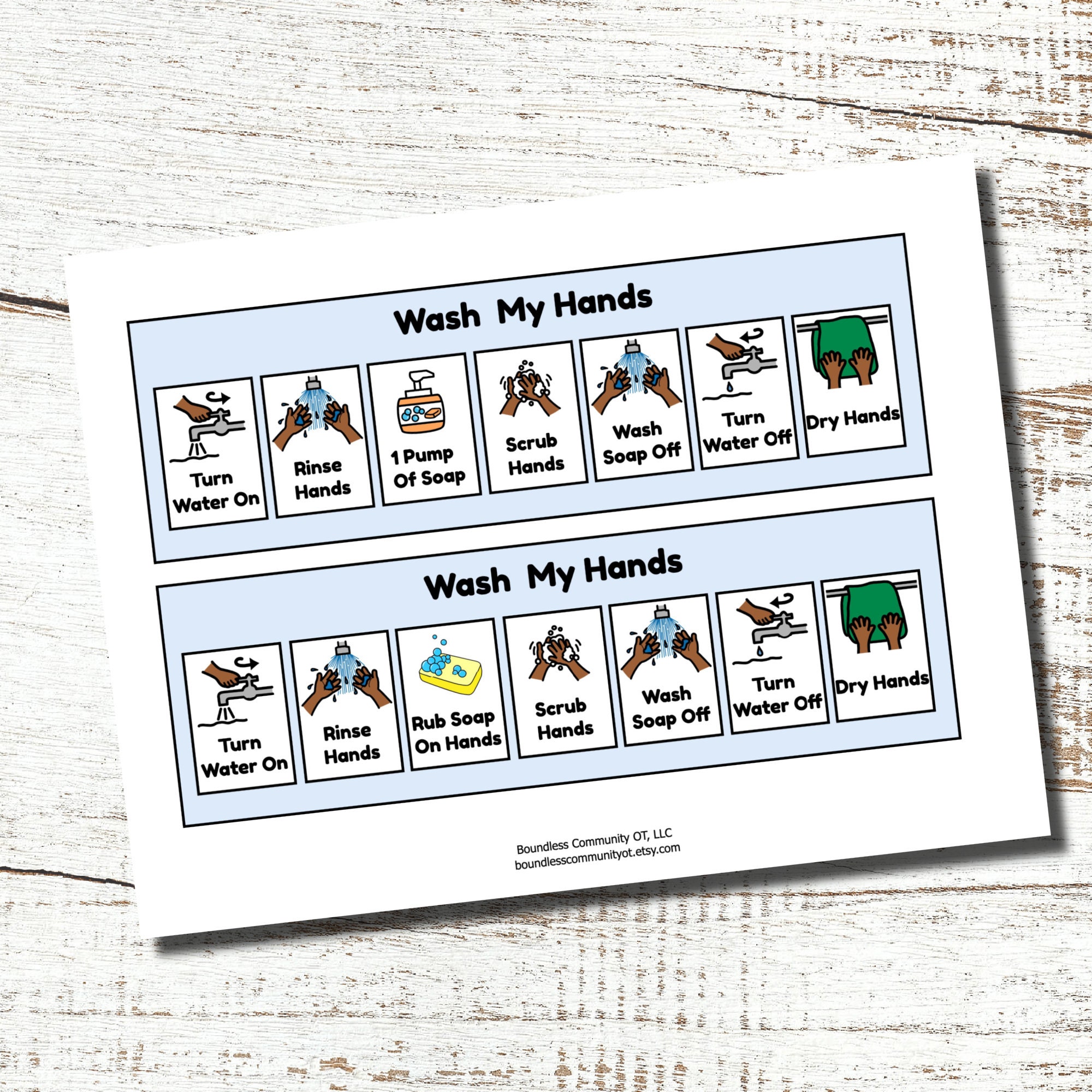 Wash My Hands Sequencing Strip Washing My Hands Visual - Etsy