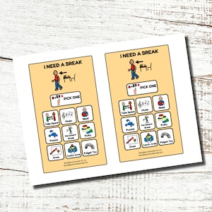 I Need A Break Visual Support Self Regulation Tools | Etsy