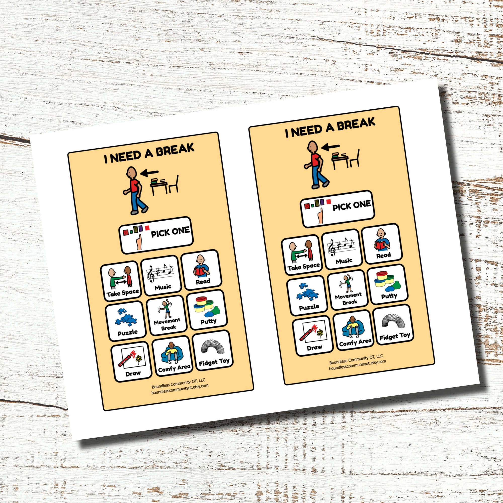 I Need A Break Visual Support Self Regulation Tools - Etsy Canada