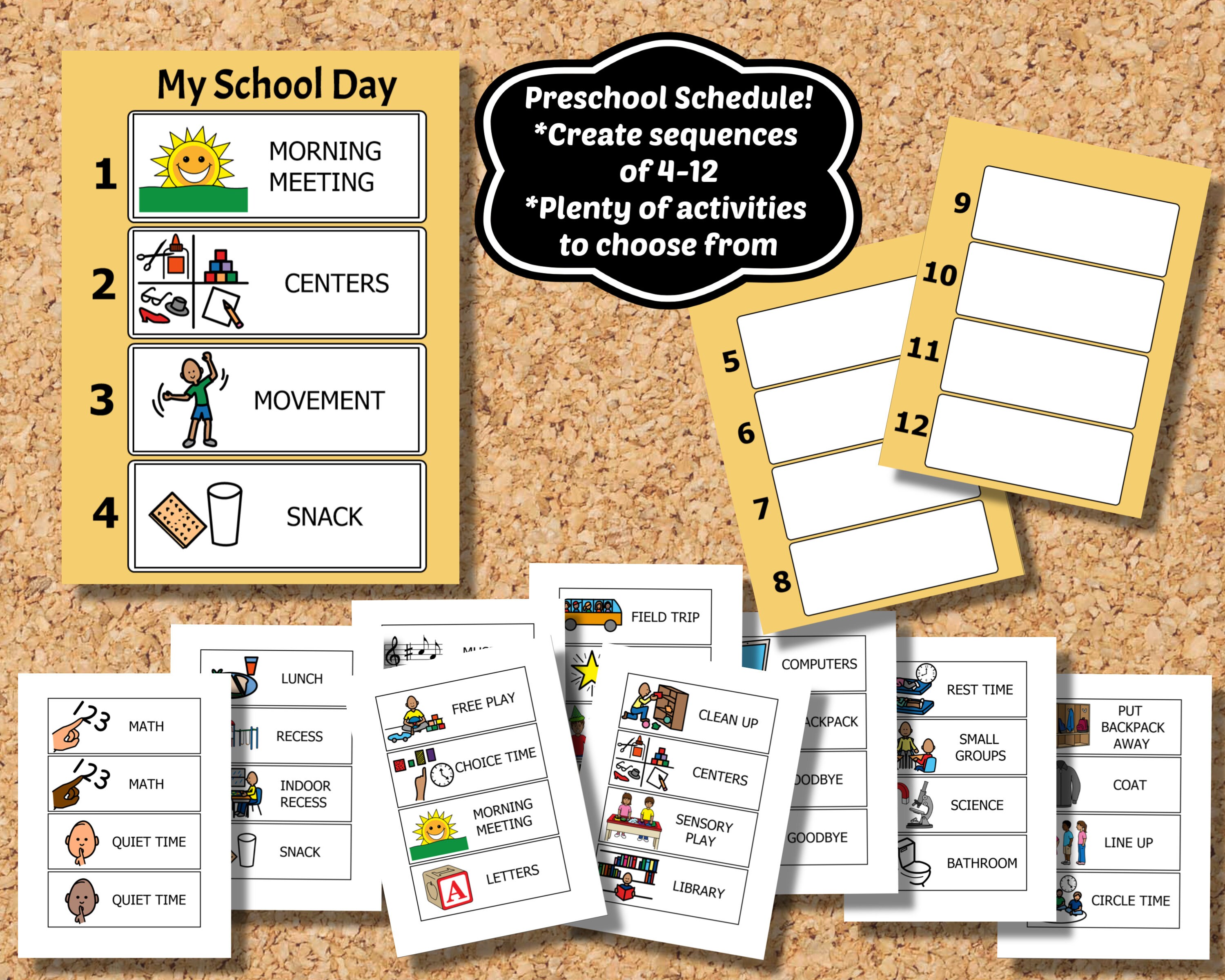 Preschool Schedule 30 Activity Options Printable Preschool | Etsy