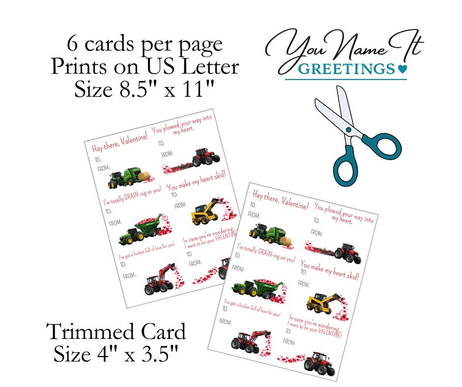 Tractor Farm Valentine Printable Cards | Digital Download - Etsy