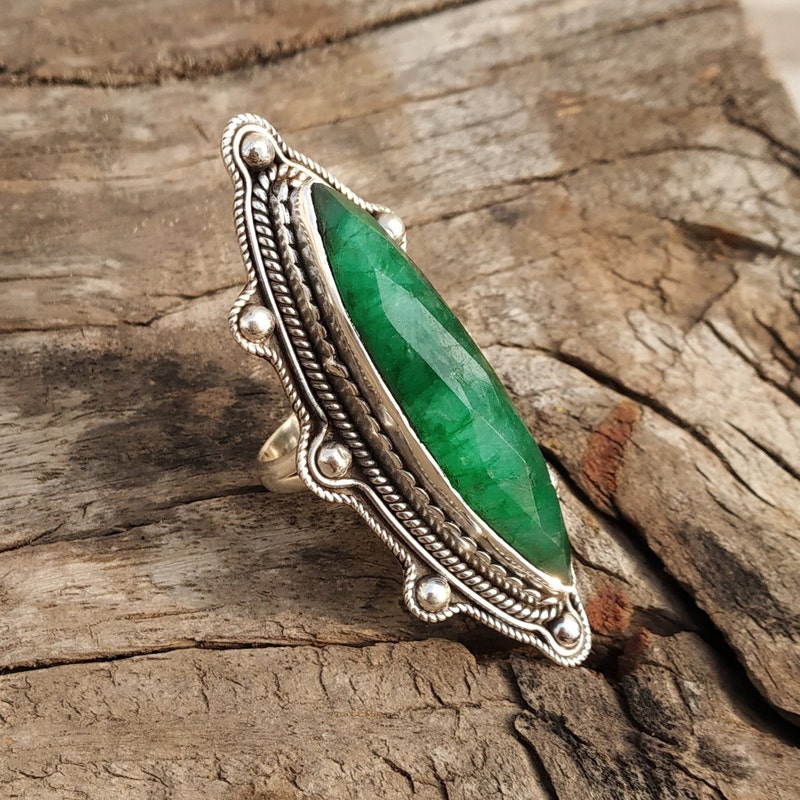 Long Skinny Stone Ring - Etsy