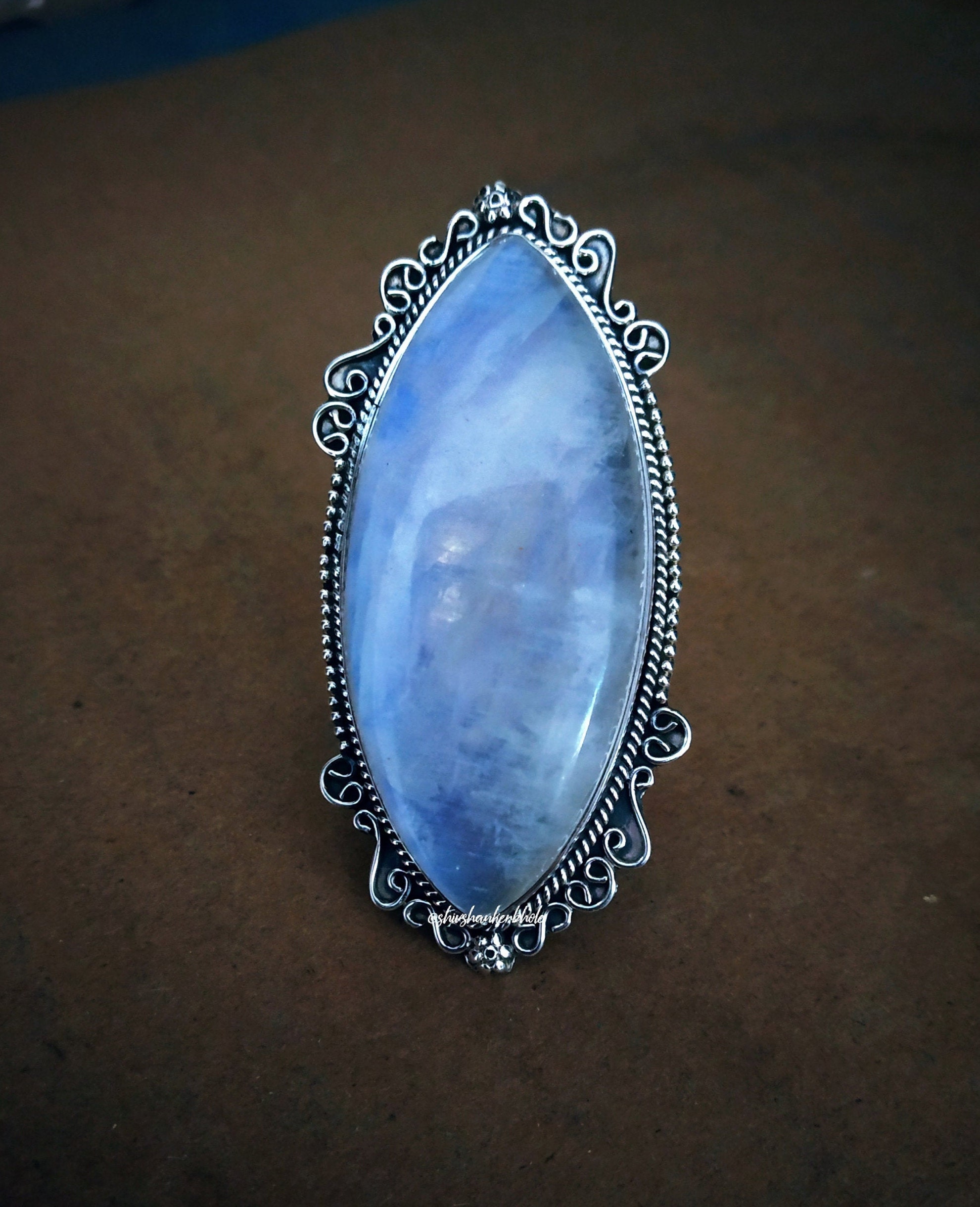 Boho Moonstone Ring 9.25% Solid Silver Ring Designer | Etsy