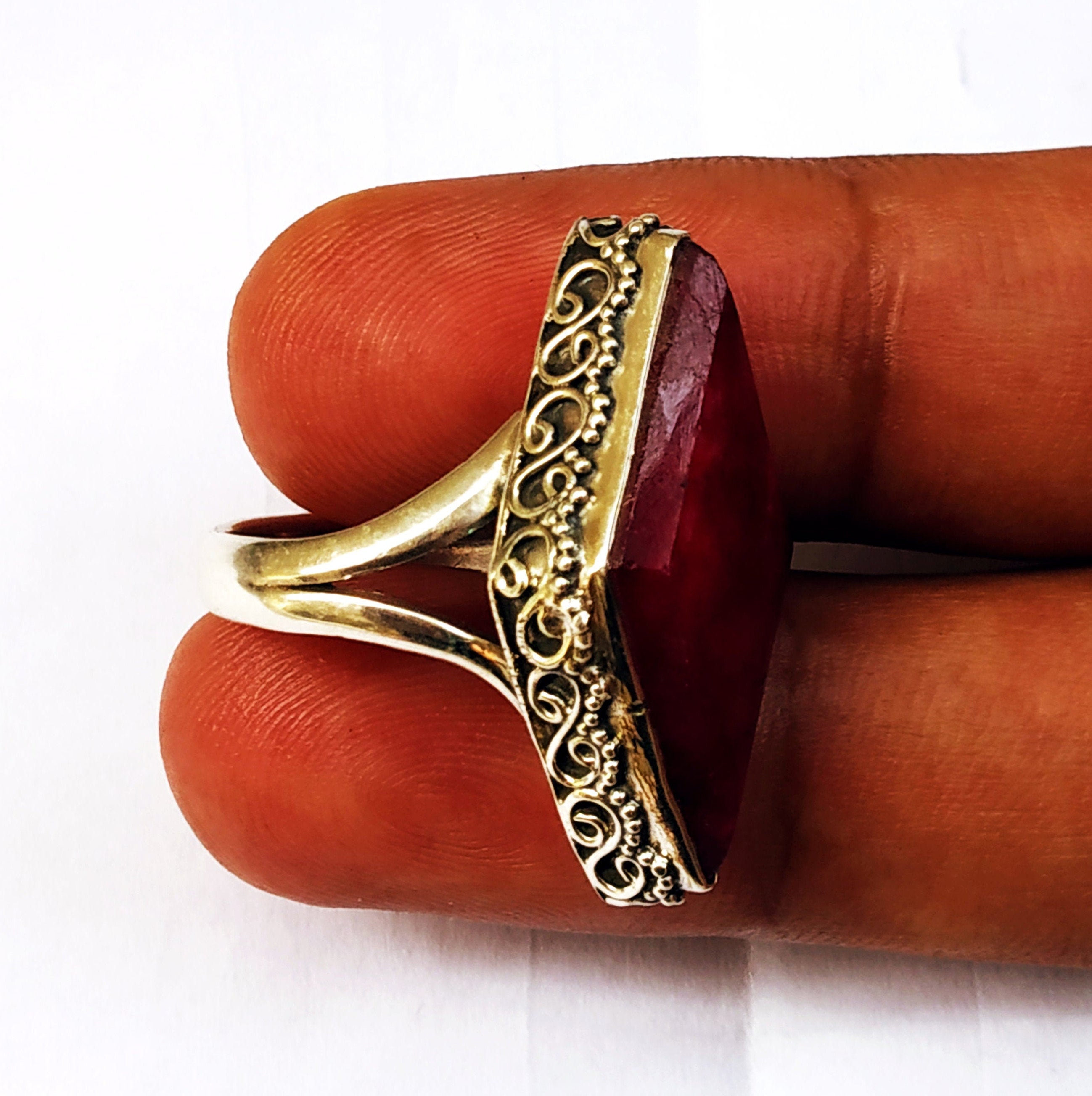 Roter Rubin Ring 925 Silber Ring ein Unikat Ring zierliche | Etsy