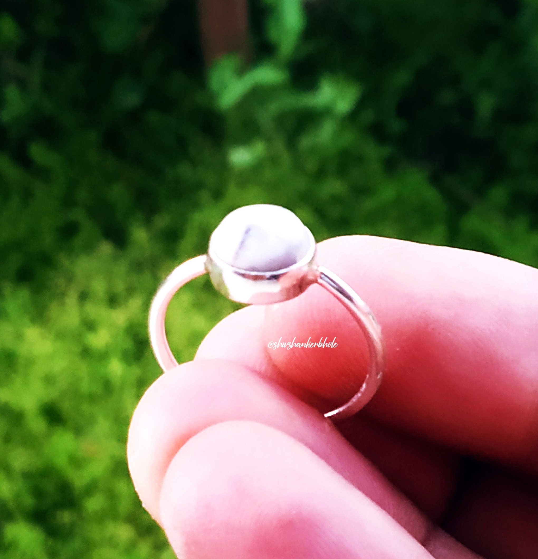 Tiny Howlite Ring Small Stone ring 92.5% silver ring White | Etsy