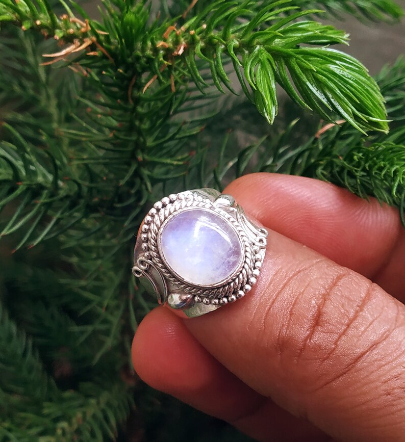 Natural Moonstone Ring 92.5% Silver Ring June Birthstone | Etsy