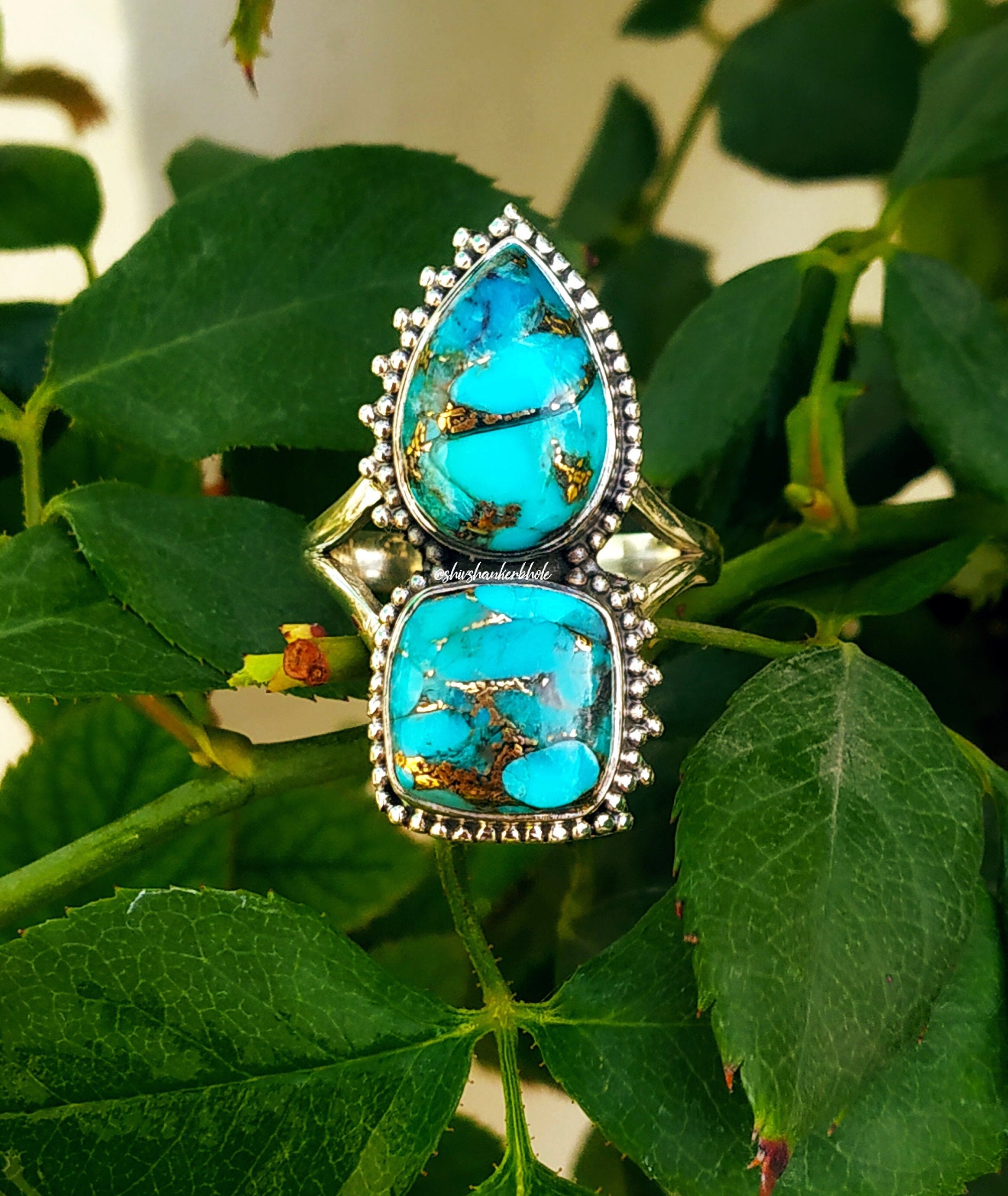 Anillo de turquesa Anillo de plata 925% Anillo de turquesa | Etsy