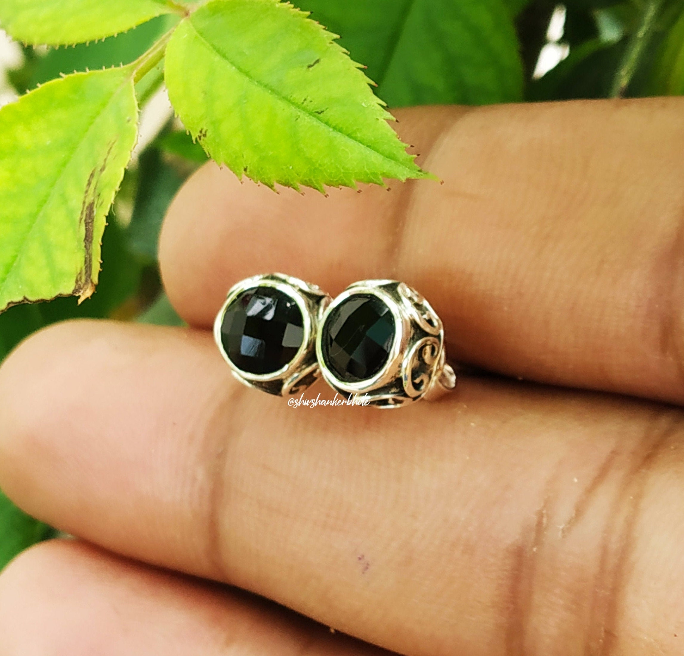 Black Onyx Studs 925 Silver Earrings Push Back Studs 6mm | Etsy