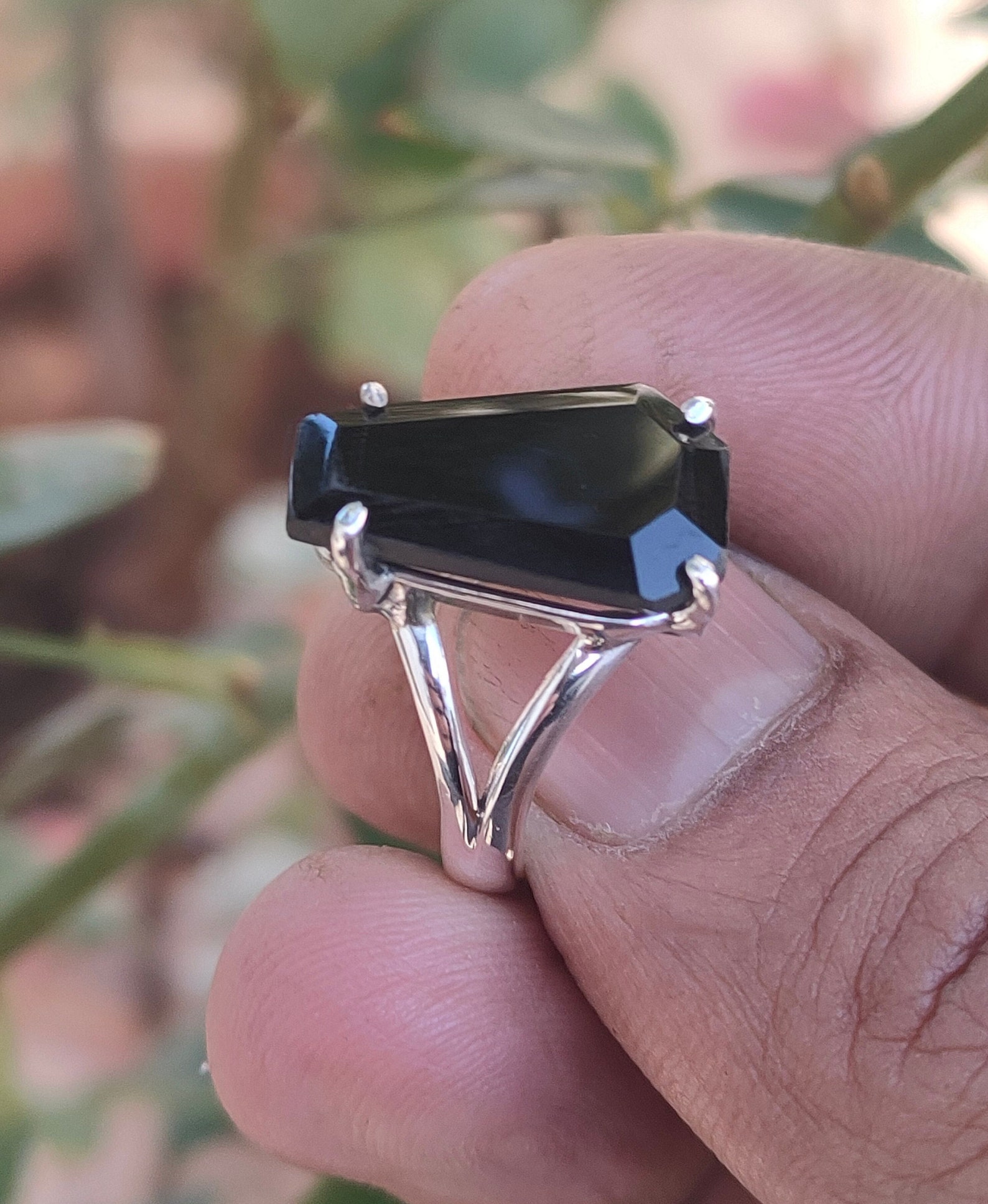 Black Onyx Stone Ring Coffin Stone Ring Designer - Etsy