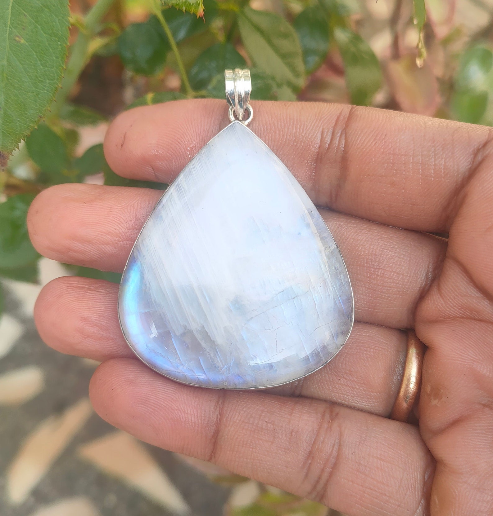 Big Moonstone Pendant 92.5% Silver Pendant Heart Shape Stone - Etsy