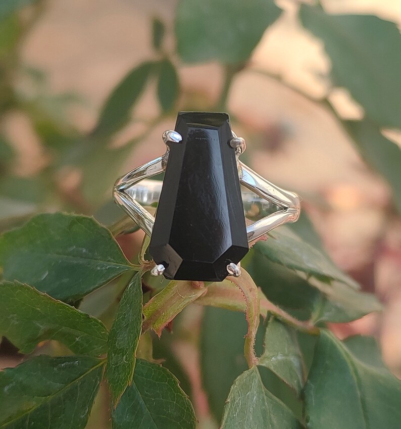 Black Onyx Stone Ring Coffin Stone Ring Designer - Etsy