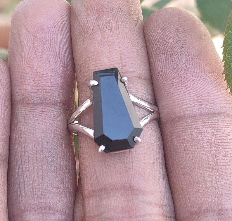 Black Onyx Stone Ring Coffin Stone Ring Designer - Etsy