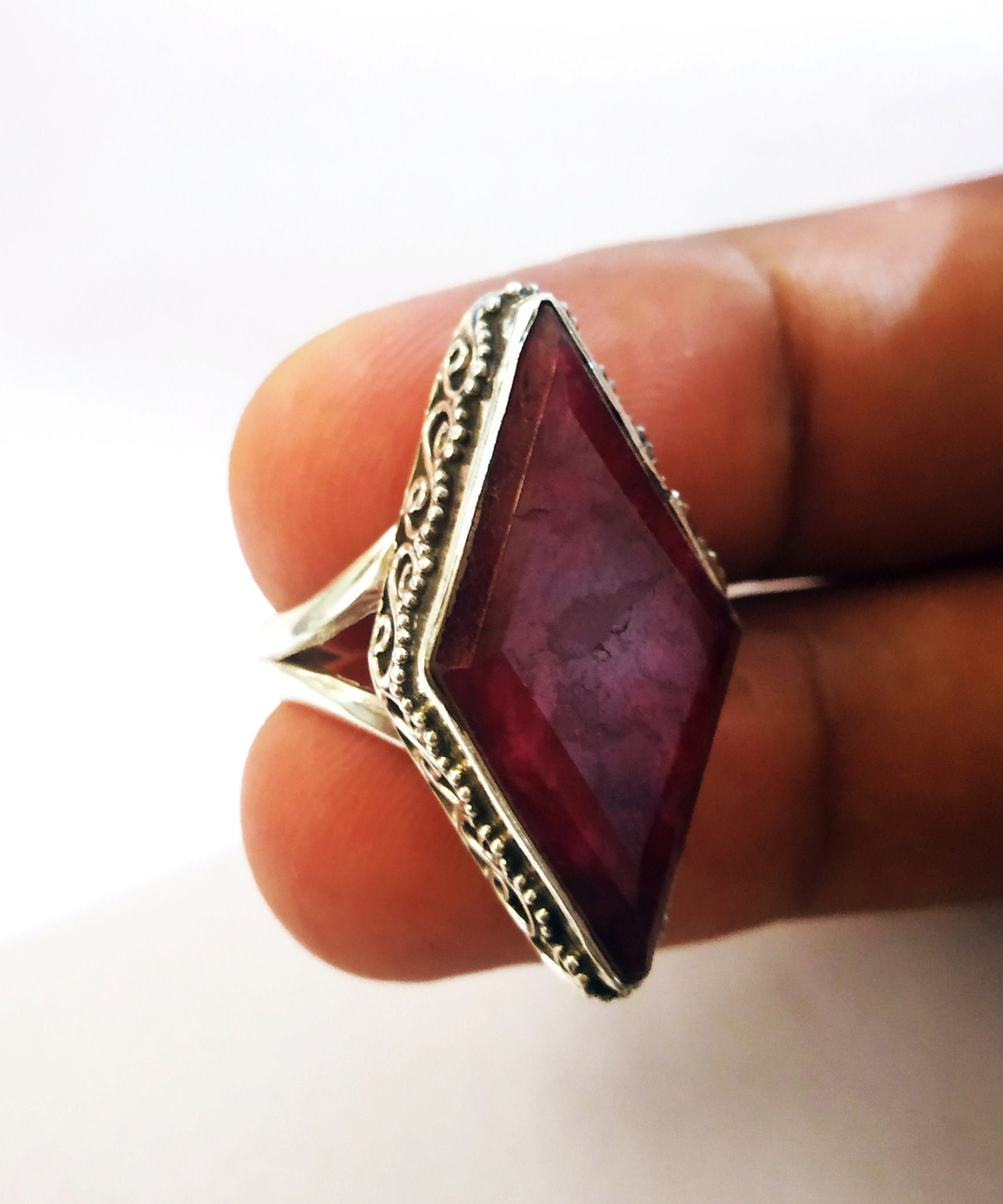 Roter Rubin Ring 925 Silber Ring ein Unikat Ring zierliche - Etsy.de