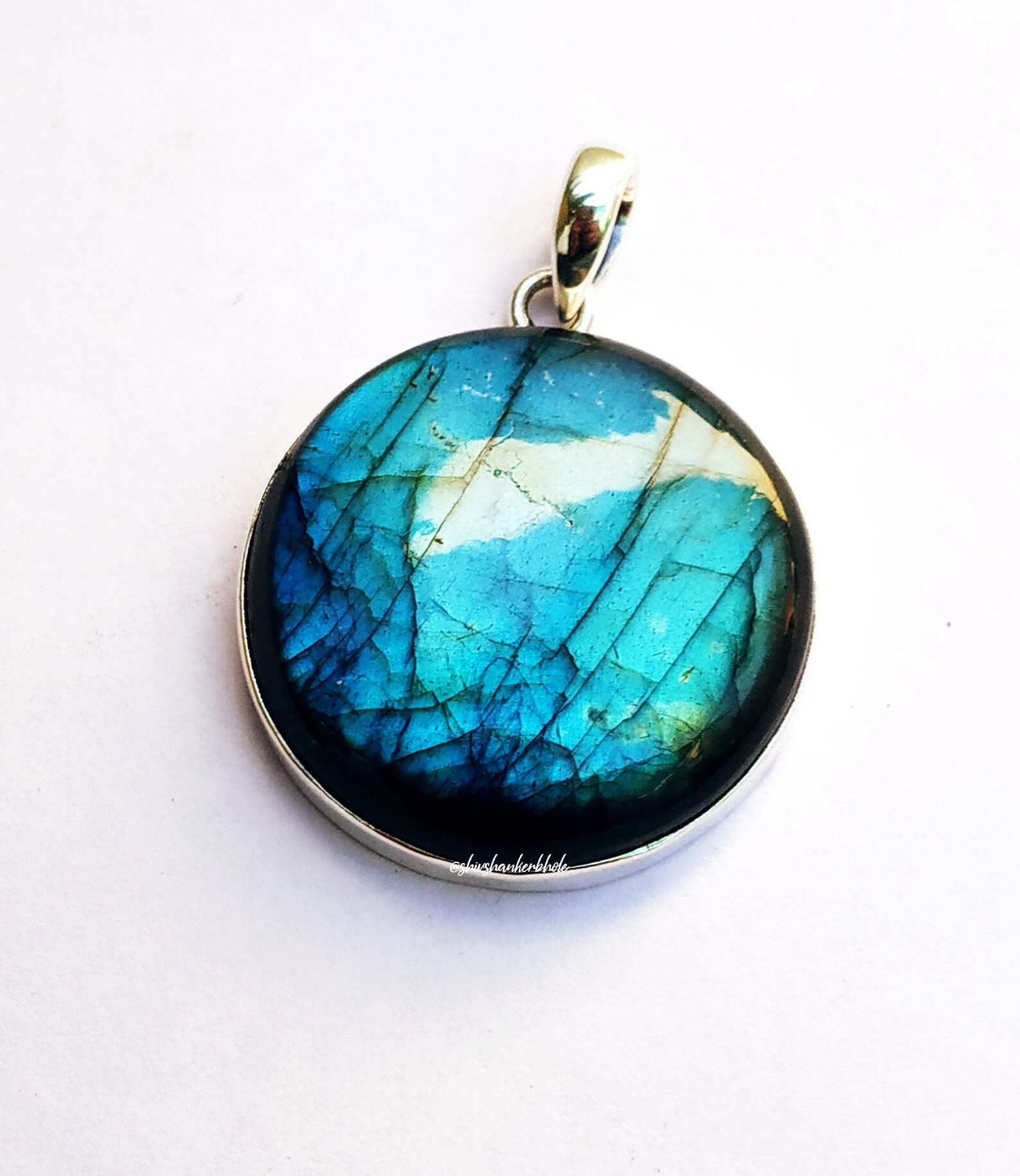 Labradorite Pendant 30mm Big Stone Pendant 92.5% Silver - Etsy